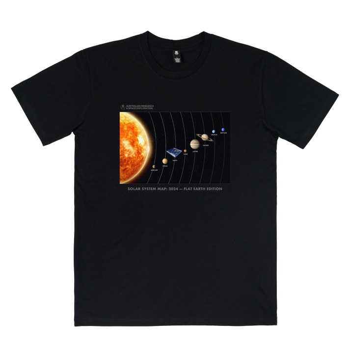 Flat Earth Solar System Tee Black – Australian Research & Space Exploration
